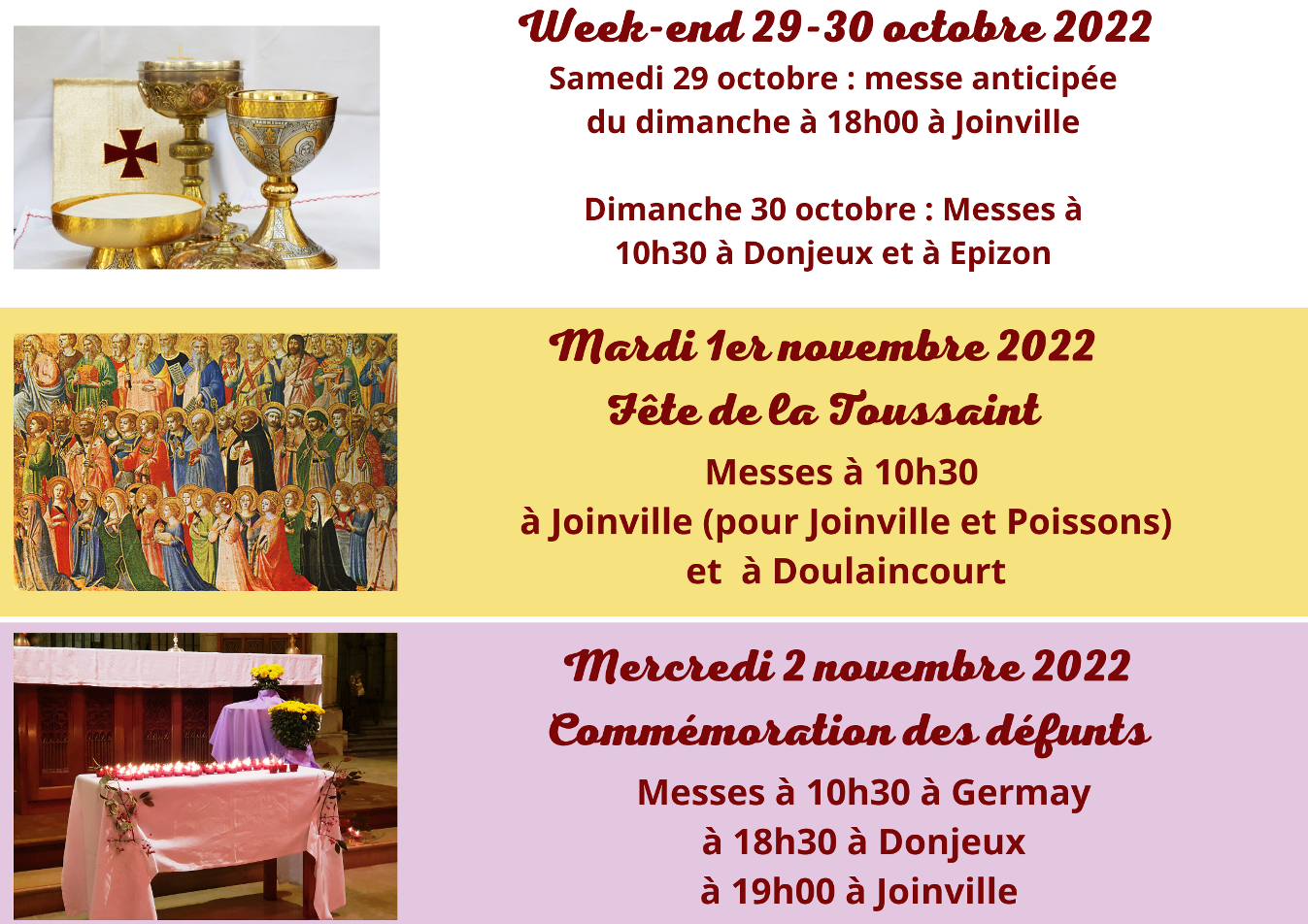 Messes du week-end de la Toussaint - Eglise catholique à Joinville (52)